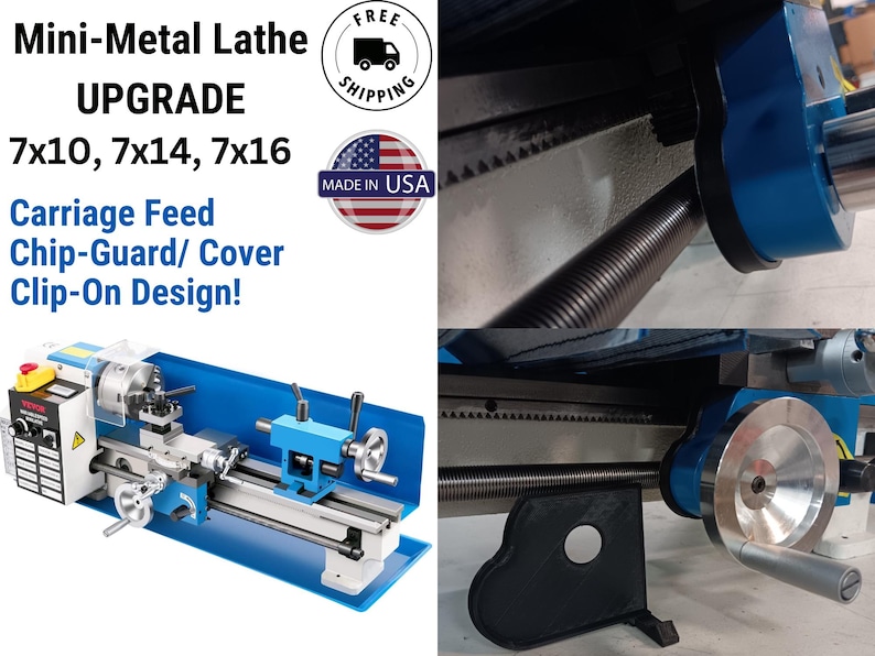 Mini Metal Lathe Upgrade / Carriage - Apron Feed Cover, CLIP-ON Mini ...