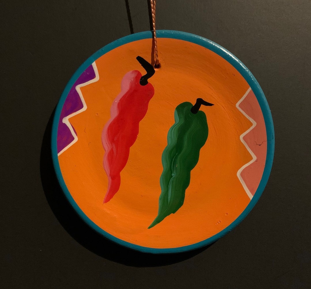 Hand-painted Ceramic Red and Green Chile “plate” Ornament - Etsy