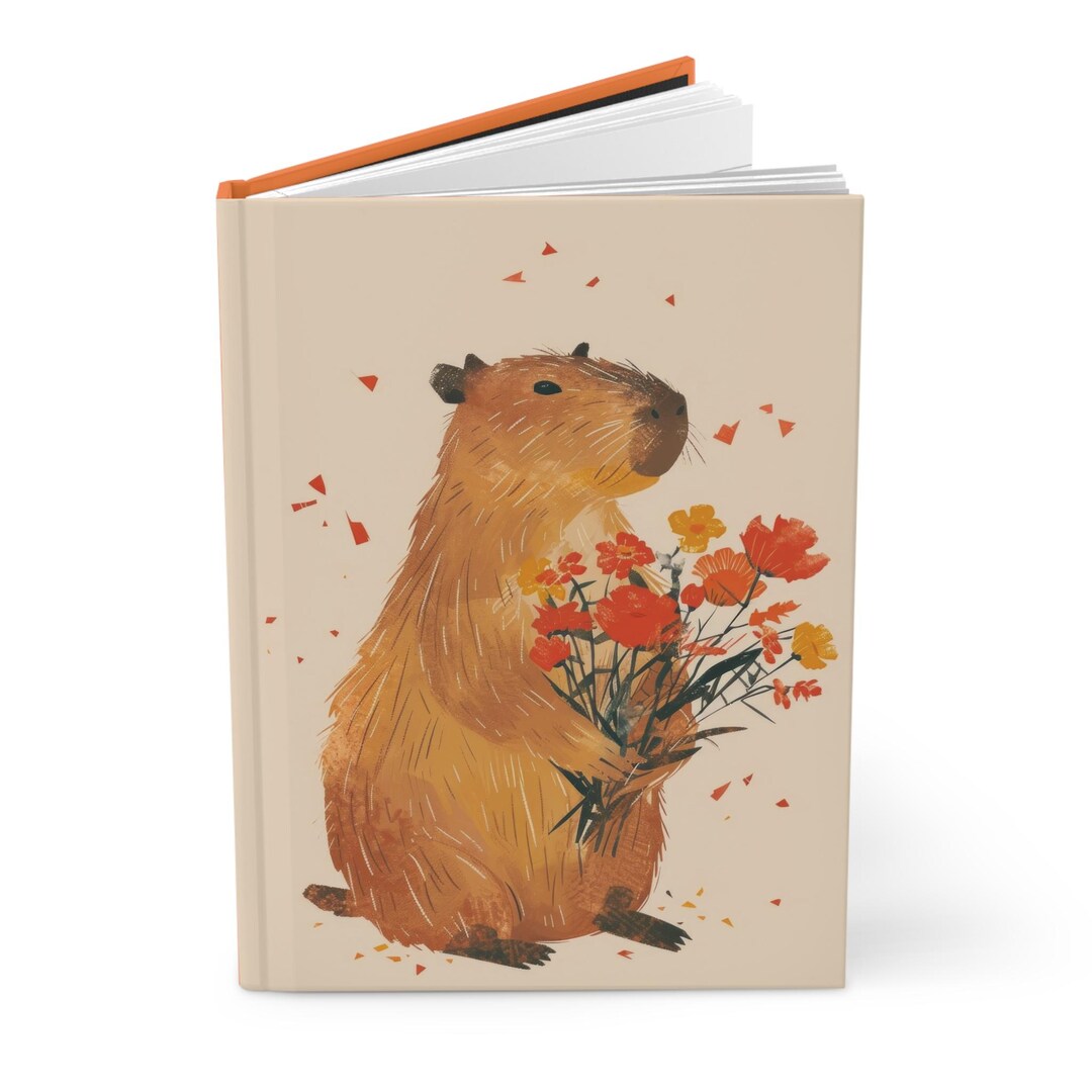 Cute Capybara Floral Hardcover Journal - Notebook, Daily Diary ...