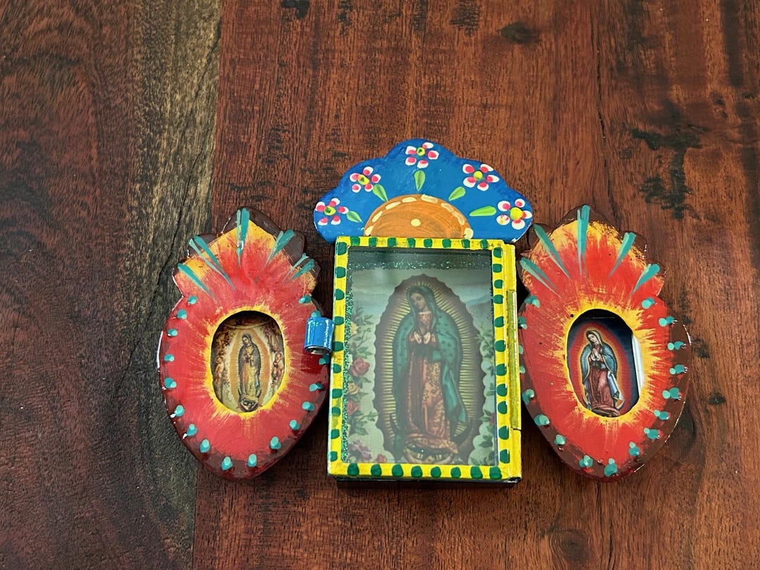Hand-painted Tin Triptych Nichos With Our Lady of Guadalupe – 31220 - Etsy