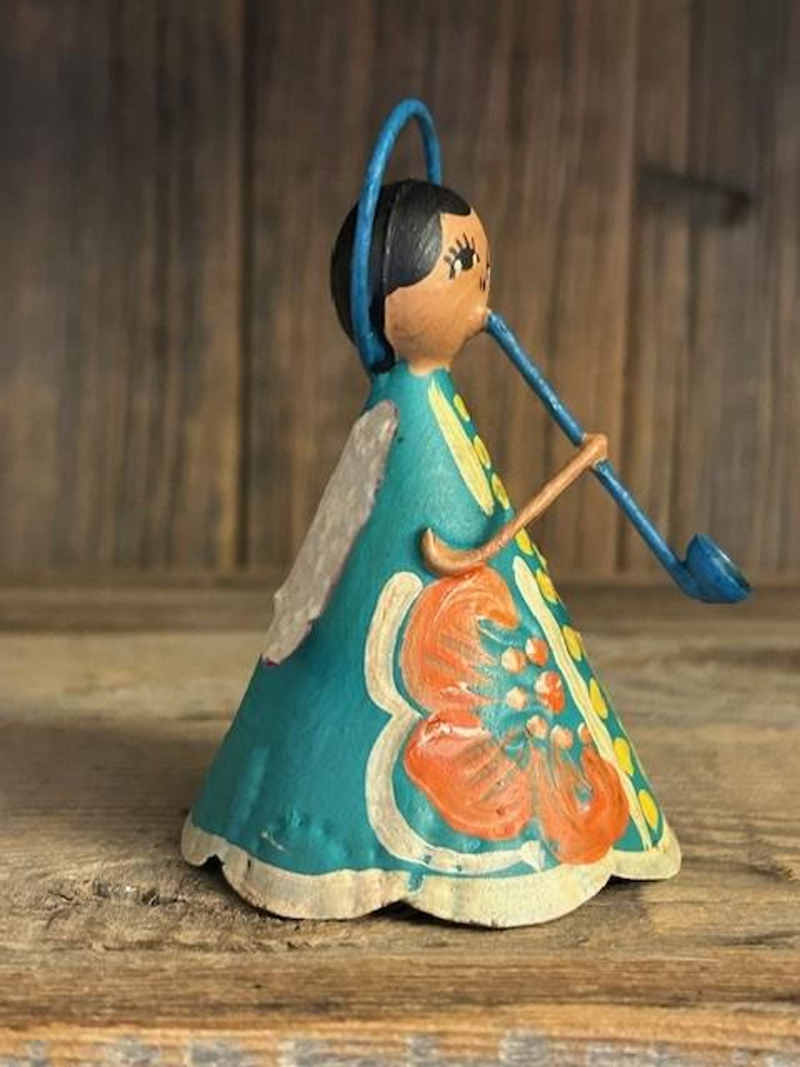 Hand-painted Vintage Folk Art Tin Angel With Wide Wings 31384 - Etsy