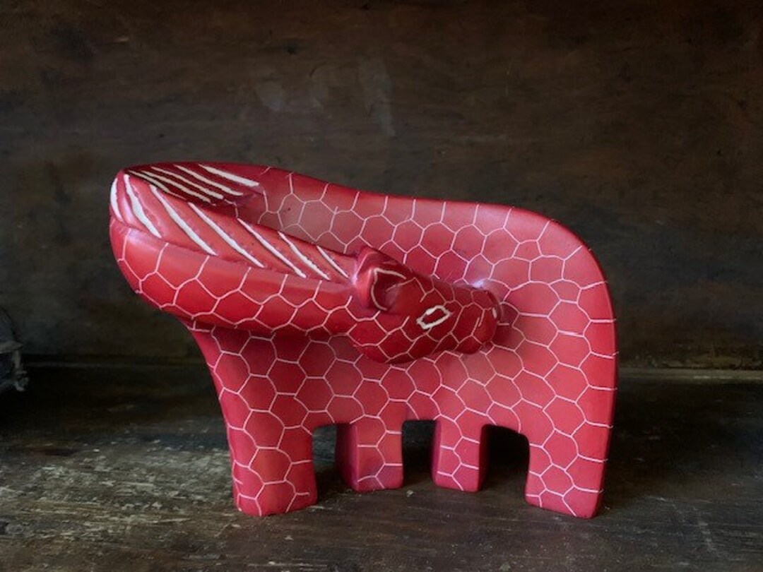 Large Hand-carved Kenyan Soapstone Zebra Red 28-034 - Etsy