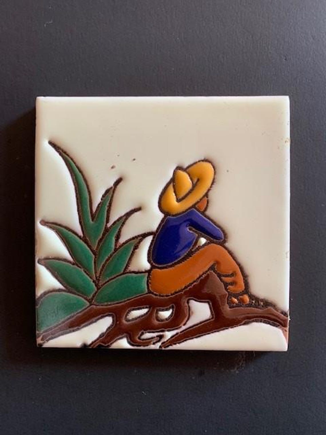 Desert Theme Tile of Siesta With Agave - 25469 - Etsy