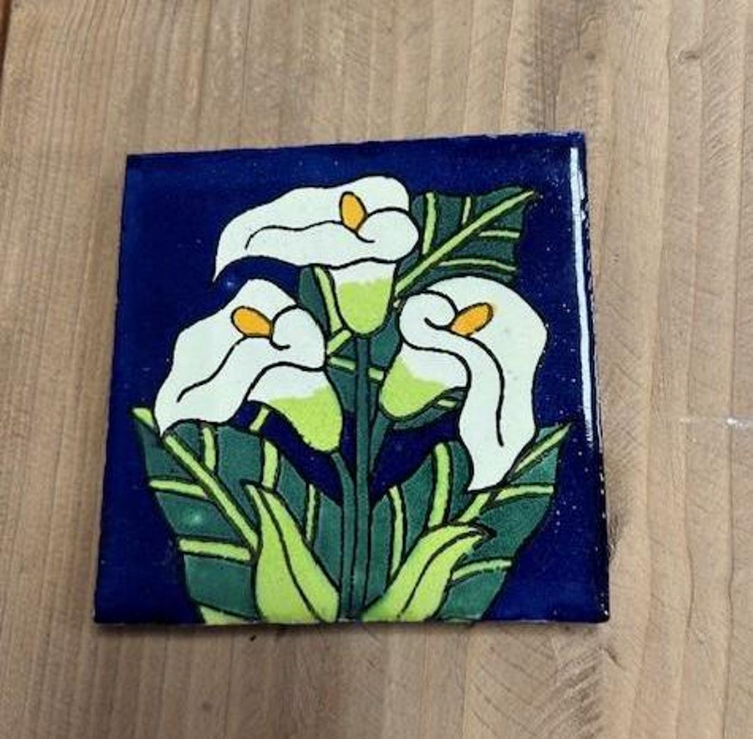 4” Square Decorative Tile With Calla Lily Design 28687 - Etsy