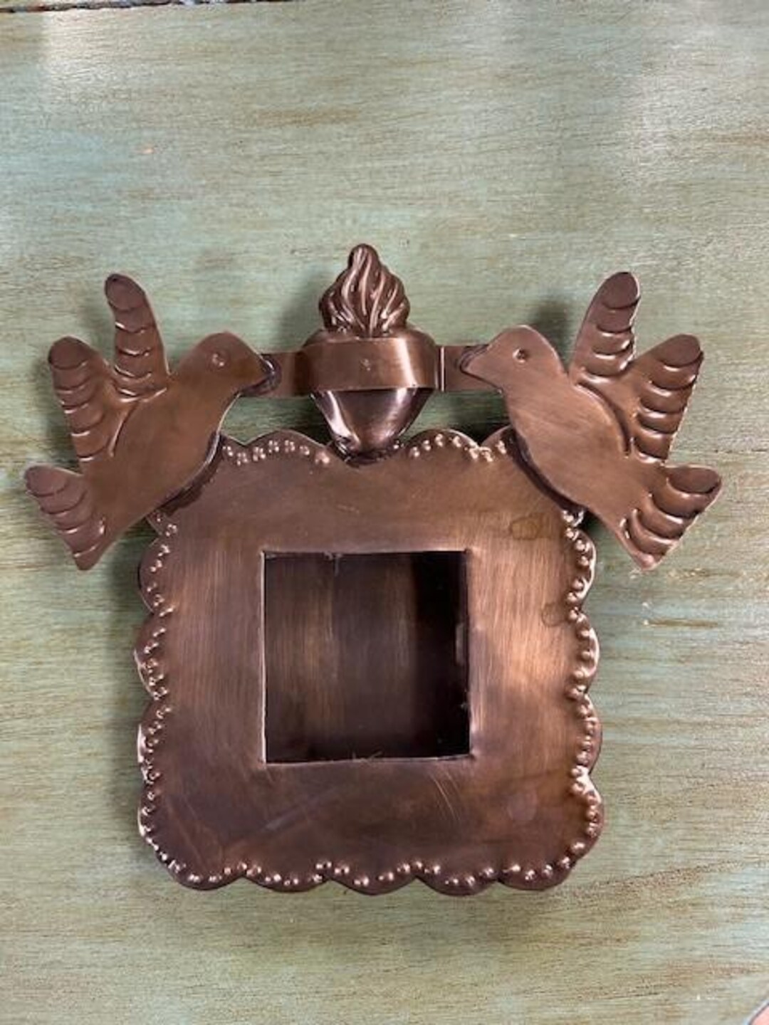 Tin Nicho With Scrolled Frame, Doves and Flaming Heart 29992 - Etsy
