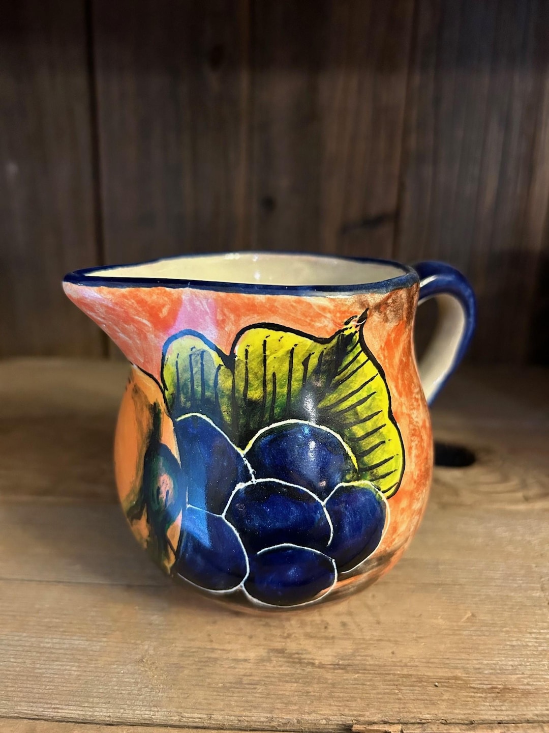 Vintage Hand-painted Small Ceramic Cream Pitcher With Fruit Motif 29481 ...