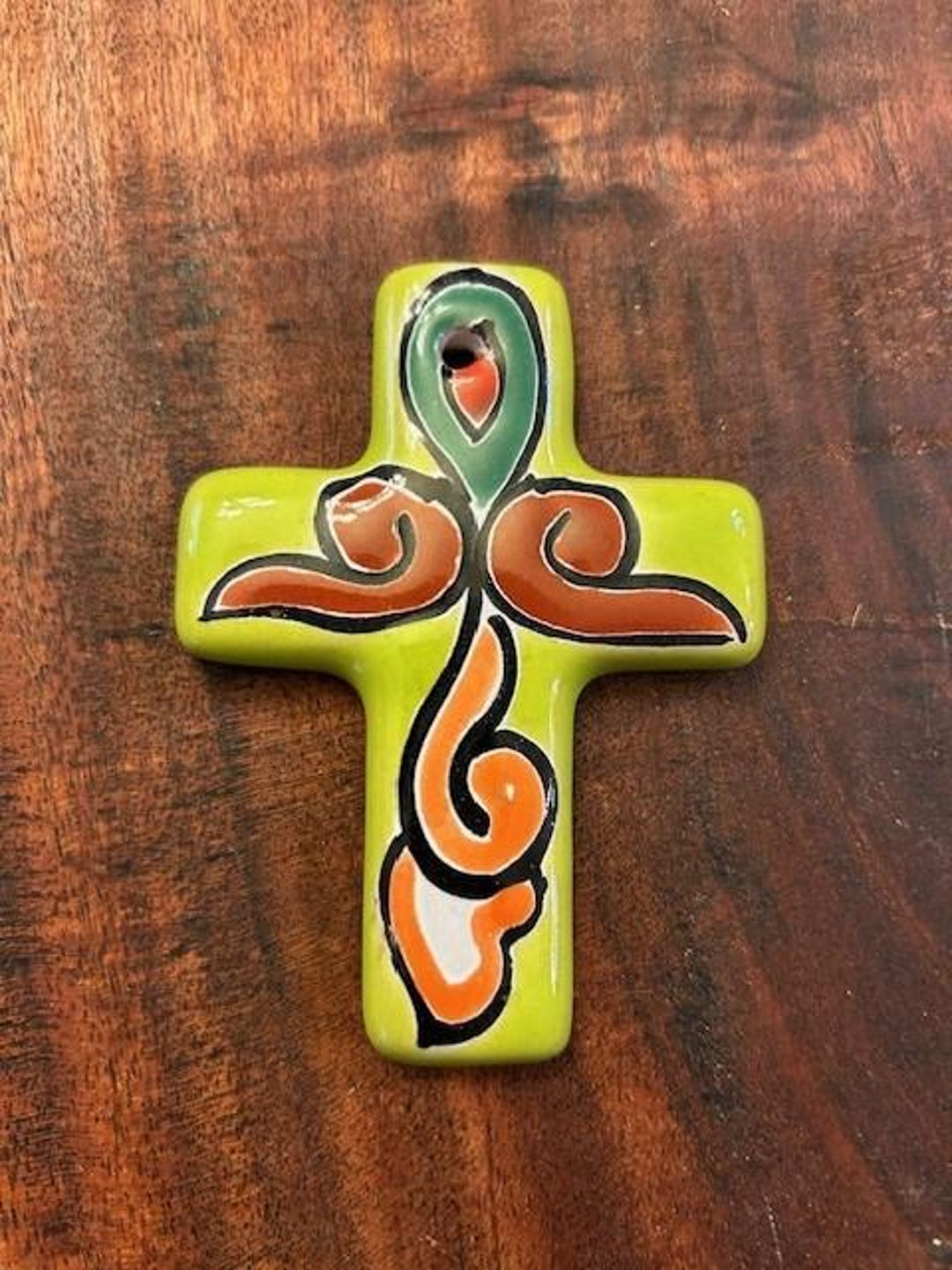 Hand-painted Talavera Cross – Small – in Lemon Lime 28990 - Etsy