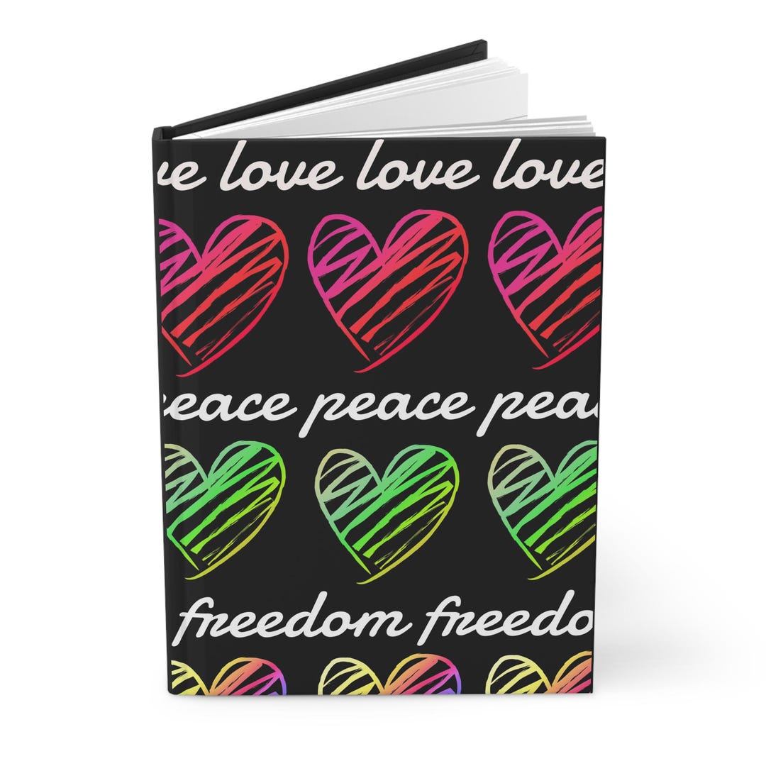 Colorful Heartful Message "love, Peace, Freedom" Journal, Notebook ...