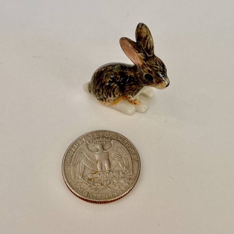 Hand-painted Miniature Cottontail Rabbit Bunny Hare Porcelain Figurine ...