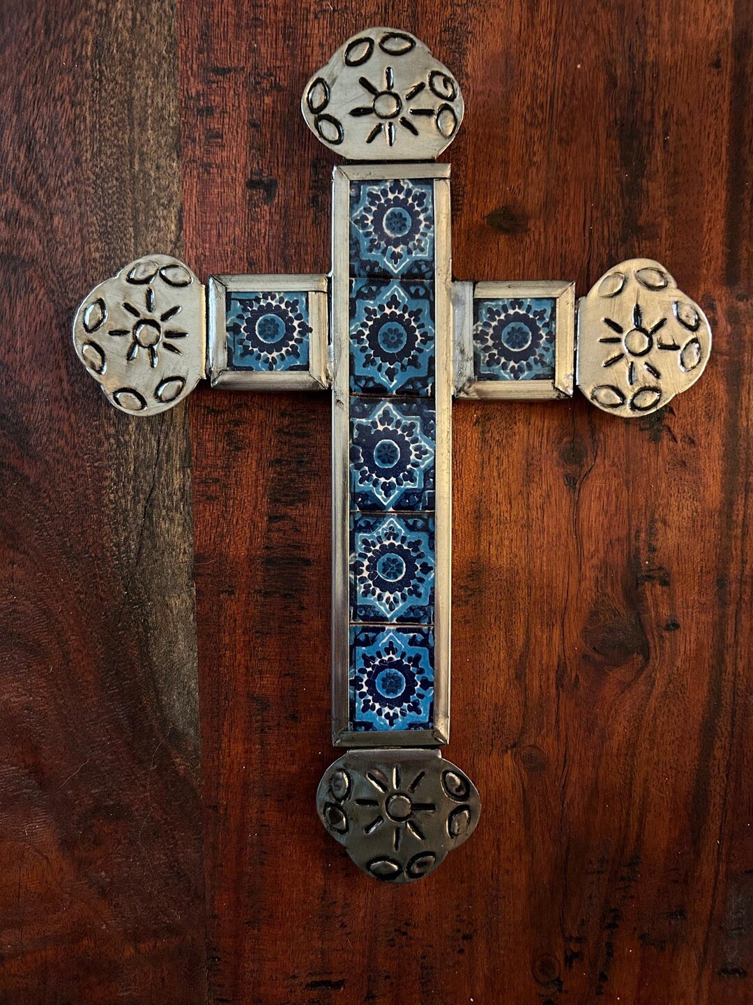 Hand-crafted Tin and Talavera Tile Cross 30294 - Etsy