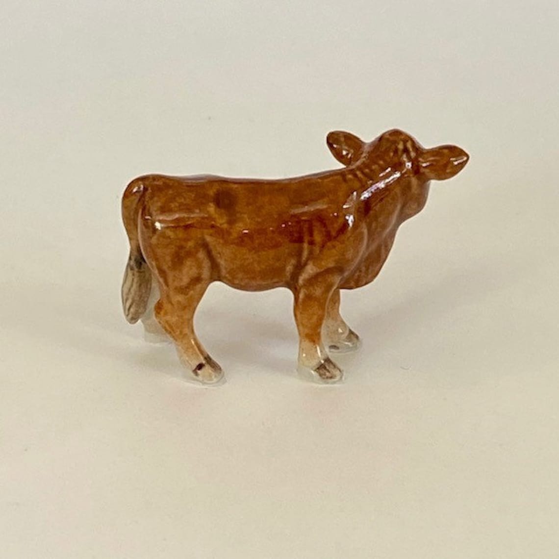 Hand-painted Miniature Porcelain Brown Cow Figurine – 26812 - Etsy