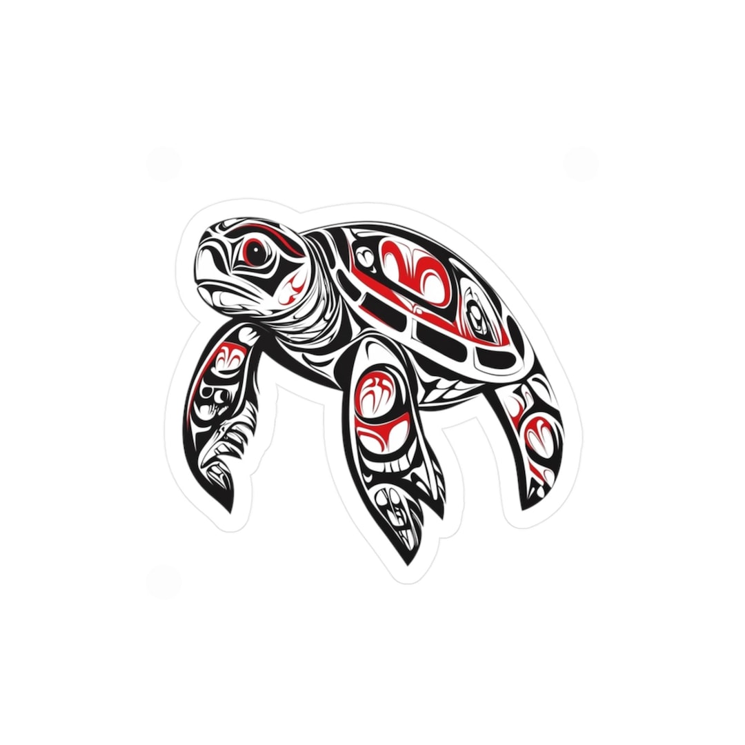 Haida-inspired Tribal Sea Turtle Totem Vinyl Decal - Etsy
