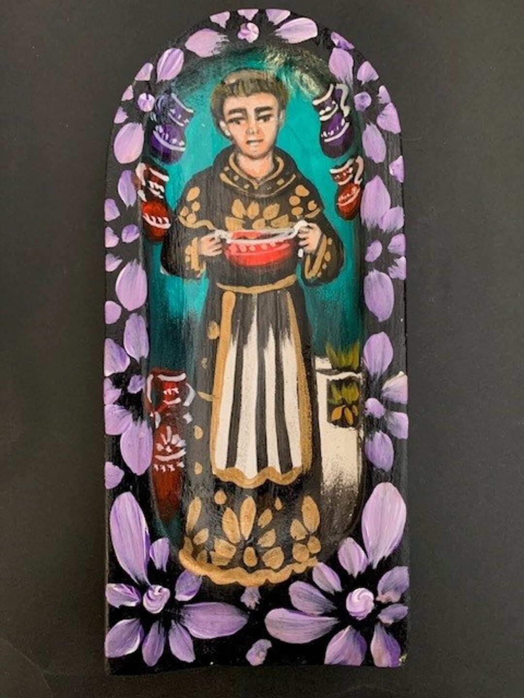 Hand Carved/painted Retablo of San Pasqual, Patron Saint of Cooks ...