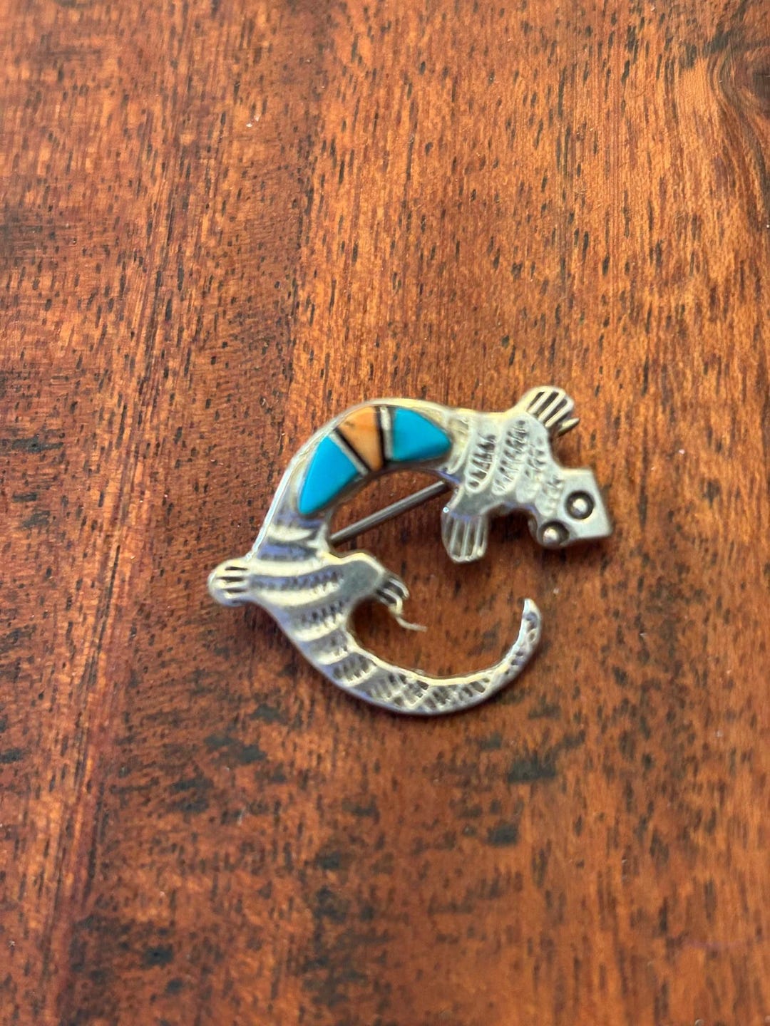 Vintage Navajo-crafted Gecko Lizard Pin With Spiny Oyster and Turquoise ...