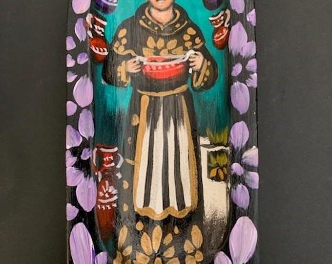 Hand Carved/painted Retablo of San Pasqual, Patron Saint of Cooks ...
