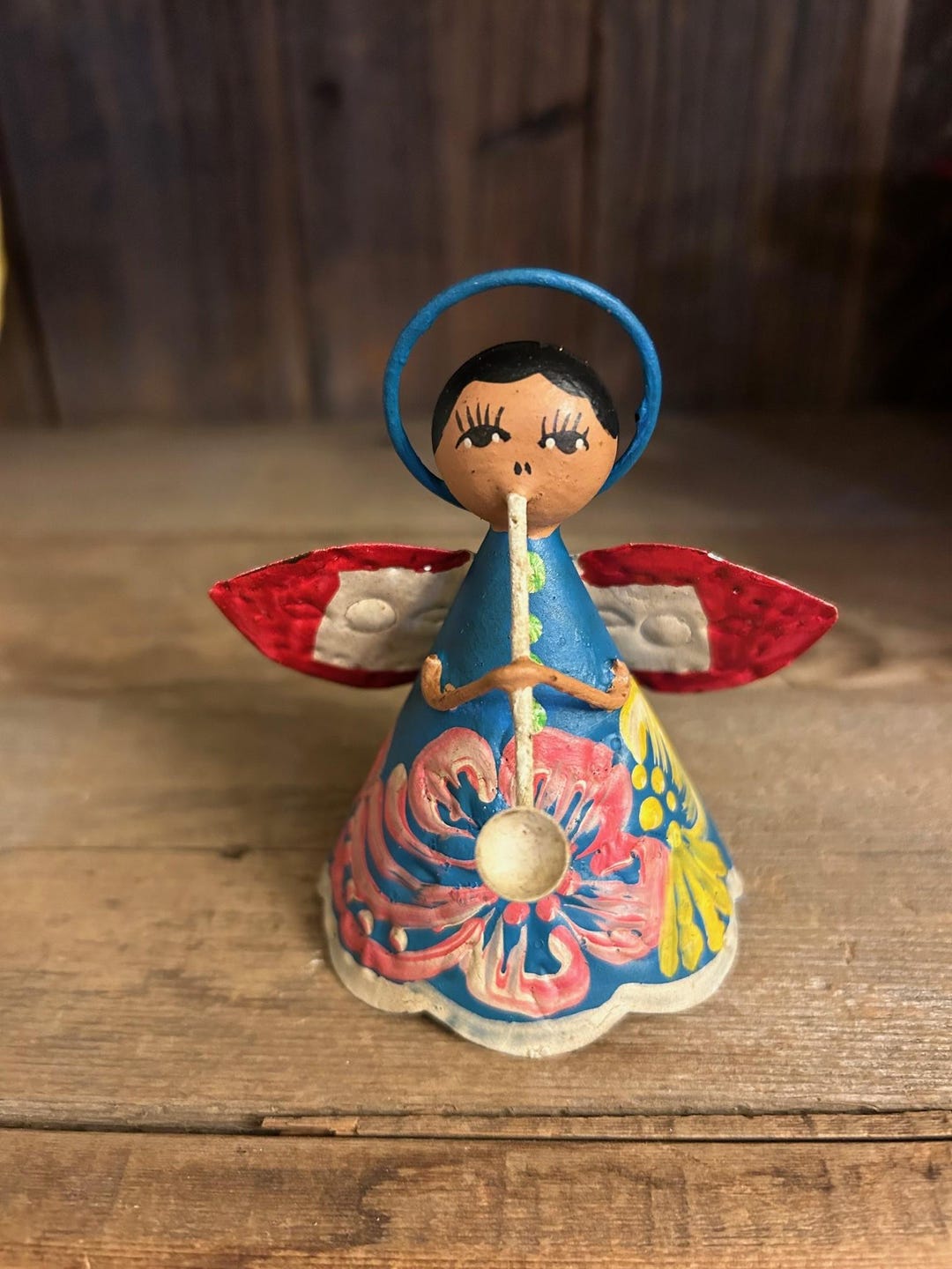 Hand-painted Vintage Folk Art Tin Angel With Wide Wings 31103 - Etsy