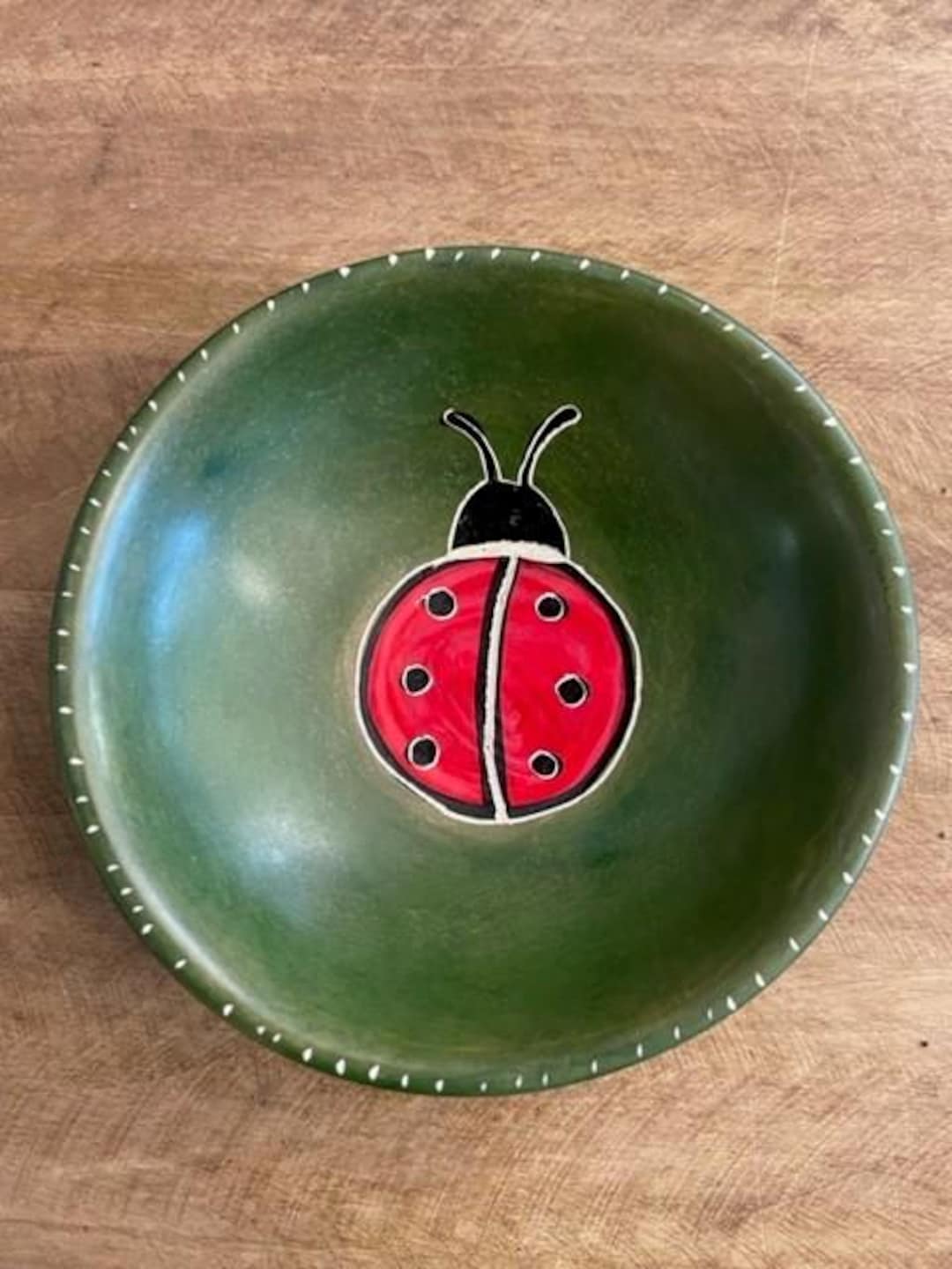 Hand-carved Green Kenyan Soapstone Bowl With Ladybug 27831 - Etsy