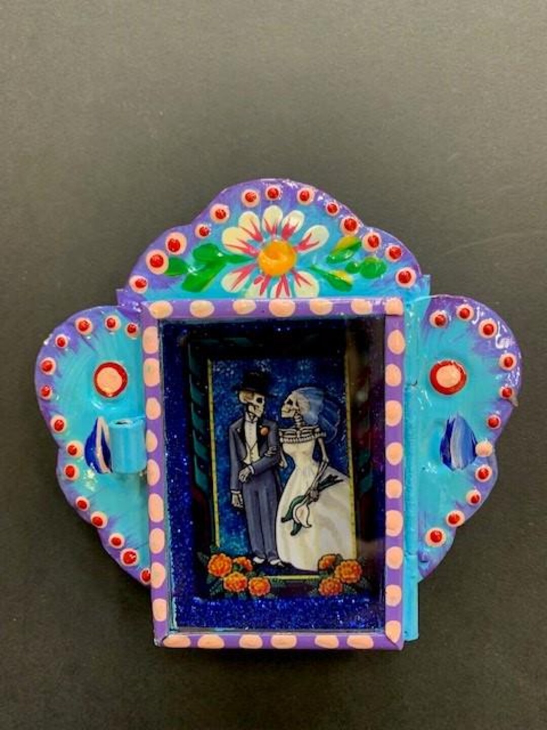 Hand-crafted/painted Nicho of Day of the Dead/dia De Los Muertos ...