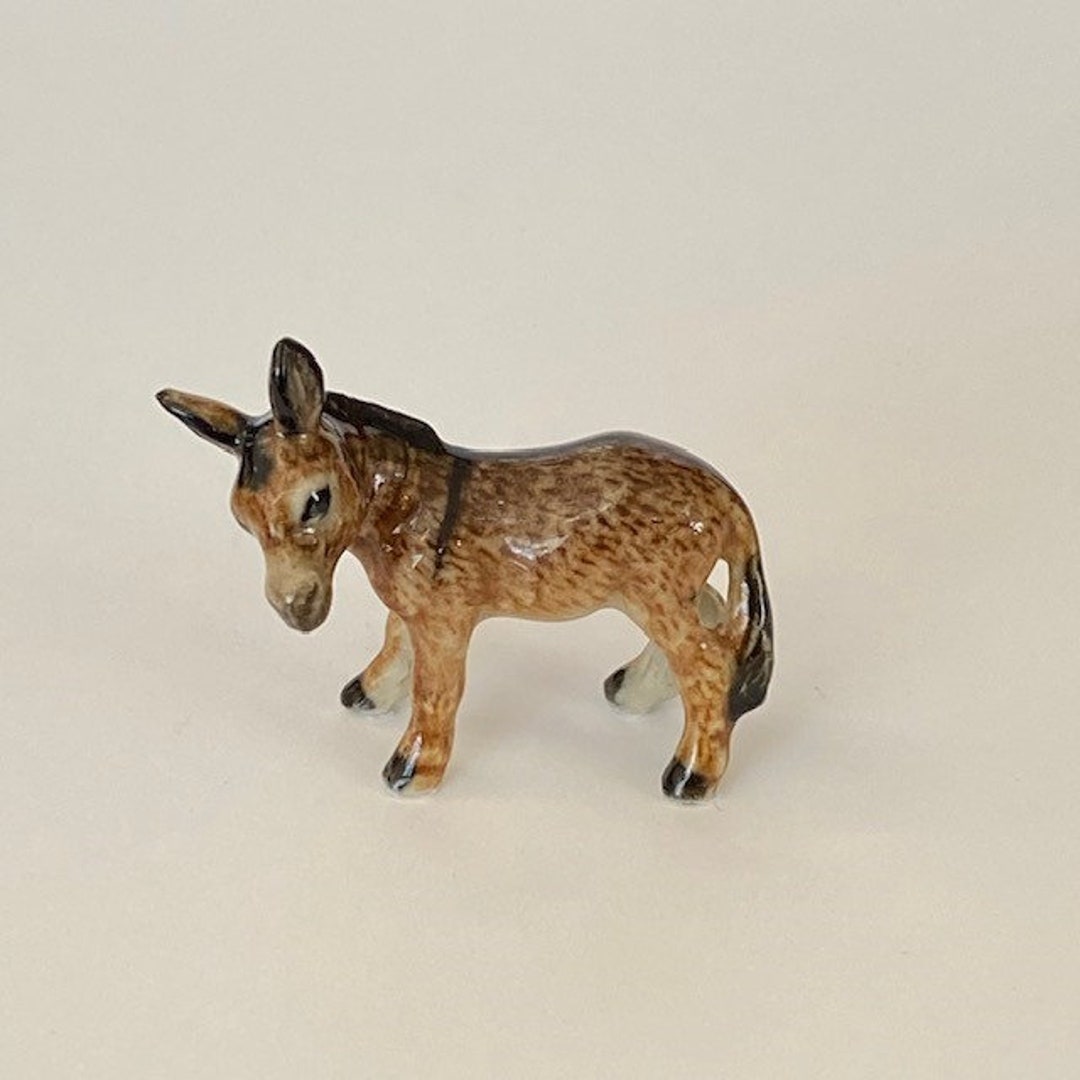 Hand-painted Miniature Brown Donkey Burro Mule Ass Porcelain Figurine ...