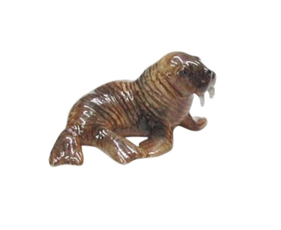 Miniature Hand-painted Porcelain Walrus for Dollhouse, Diorama, Game ...