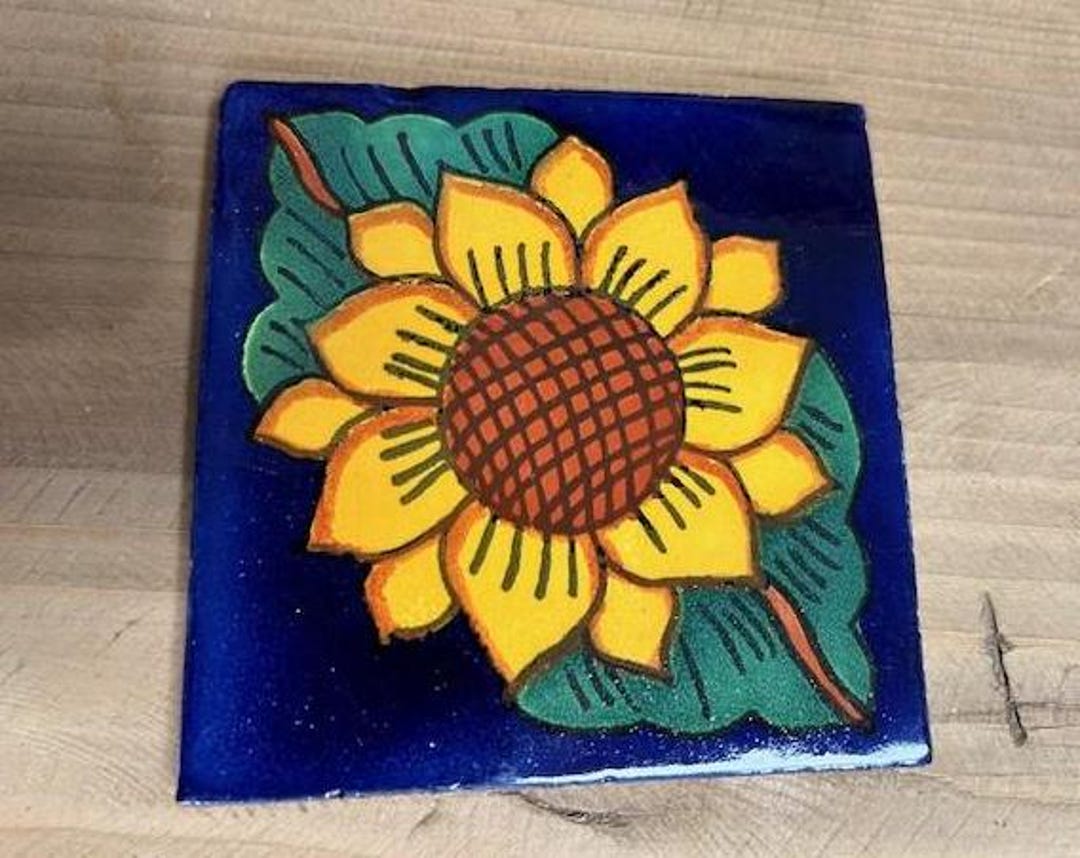 4” Square Decorative Tile With Vibrant Sunflower Design 28685 - Etsy
