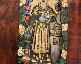 Carved Wood Heart With San Pasqual, Patron Saint of Cooks/kitchen Art ...