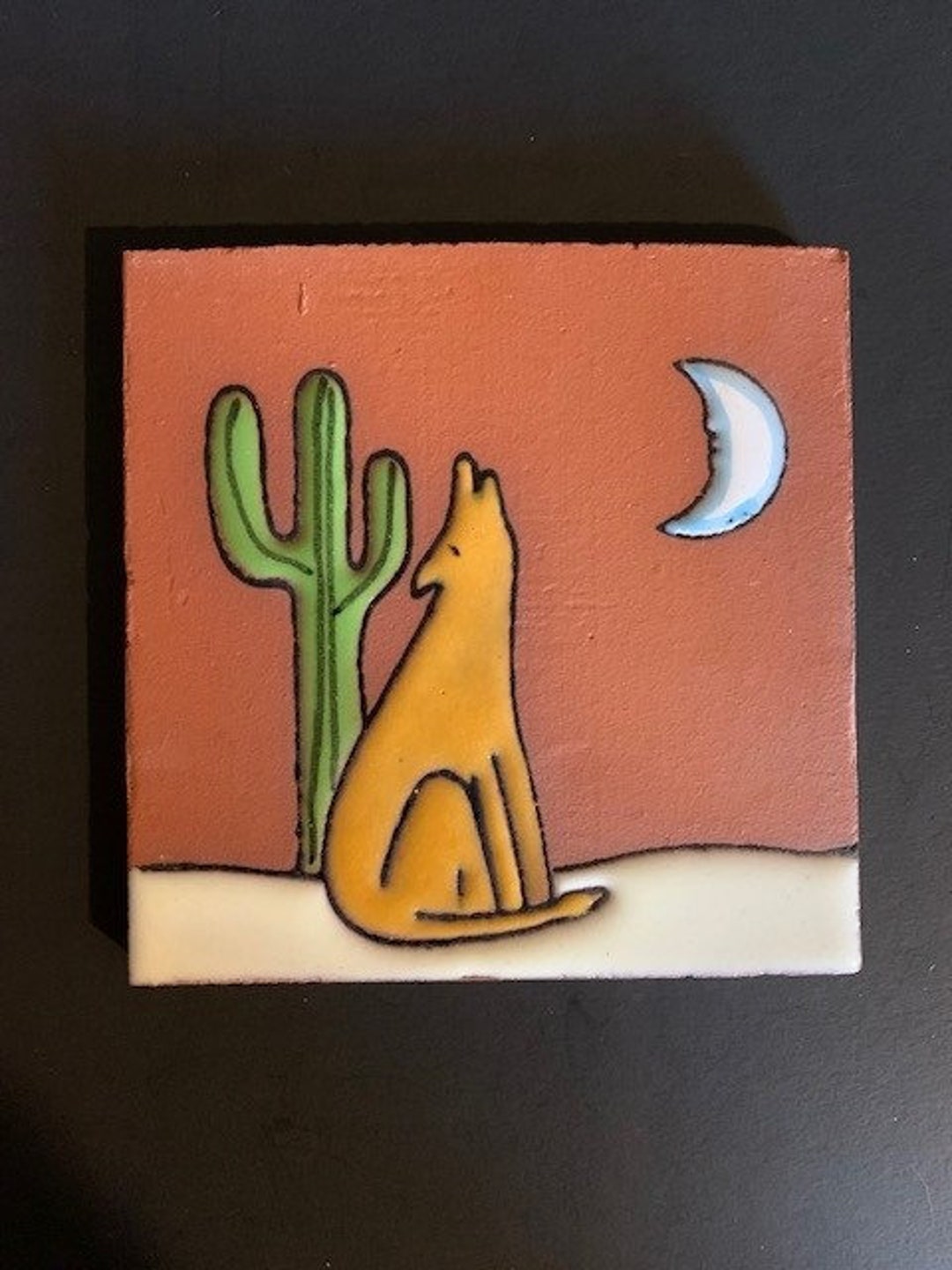 Southwest Desert Theme Tile With Coyote, Cactus - 25455 - Etsy