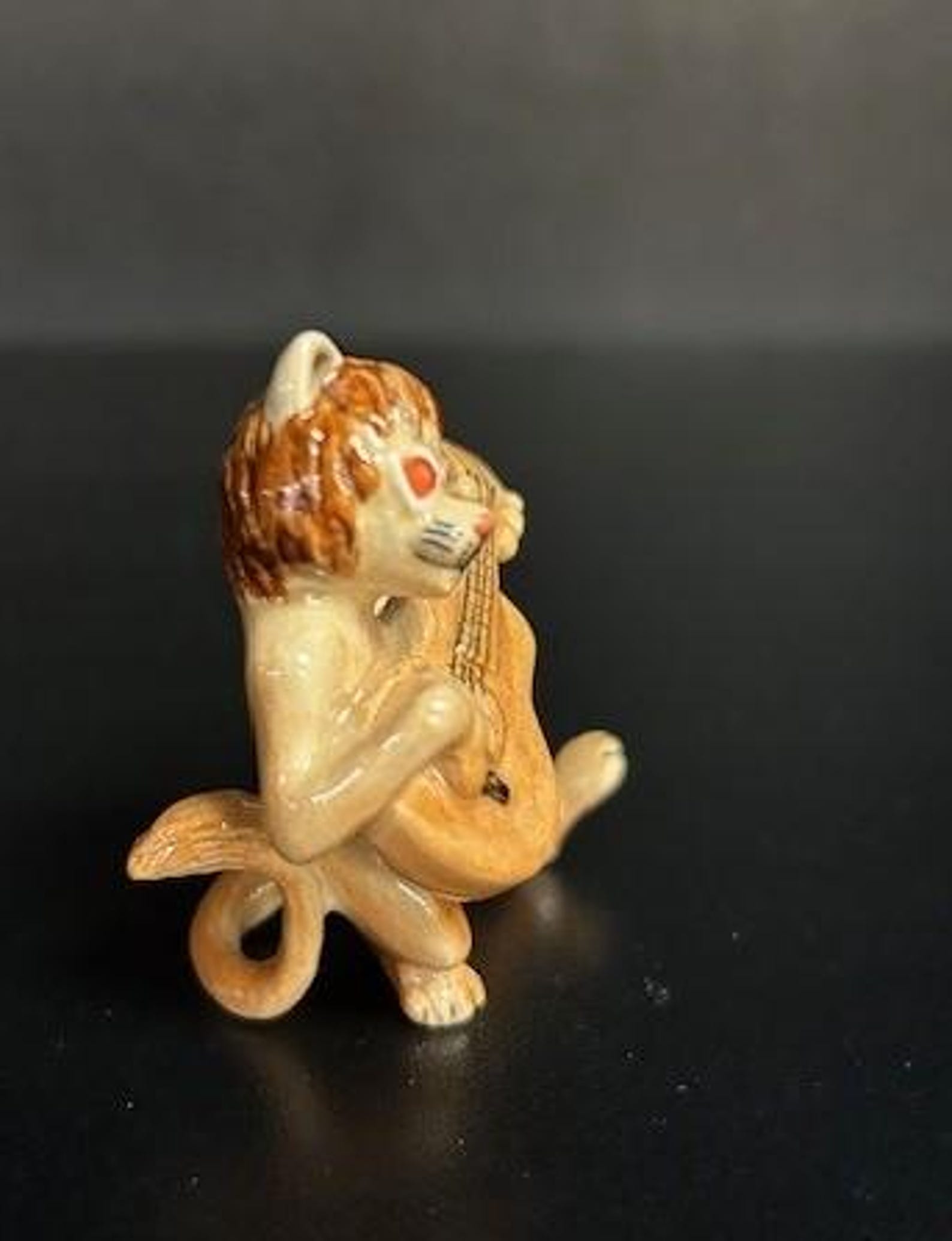 Miniature Hand-painted Porcelain Lion With Guitar 28944 - Etsy
