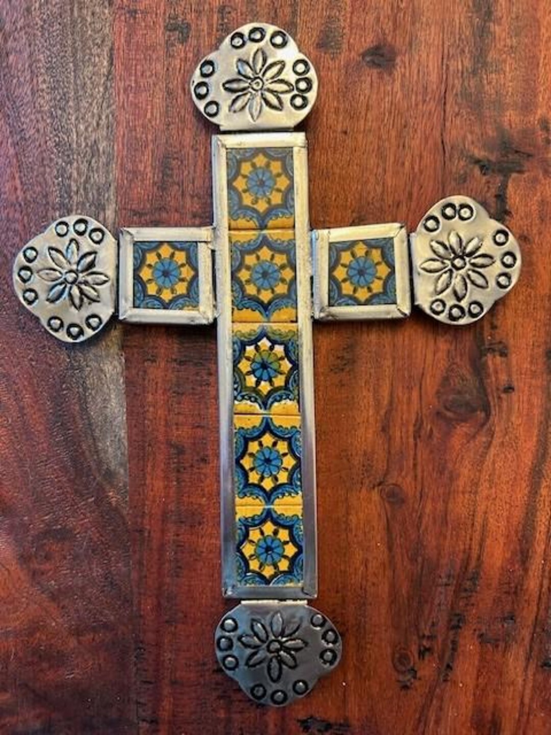 Hand-crafted Tin and Talavera Tile Cross 30292 - Etsy