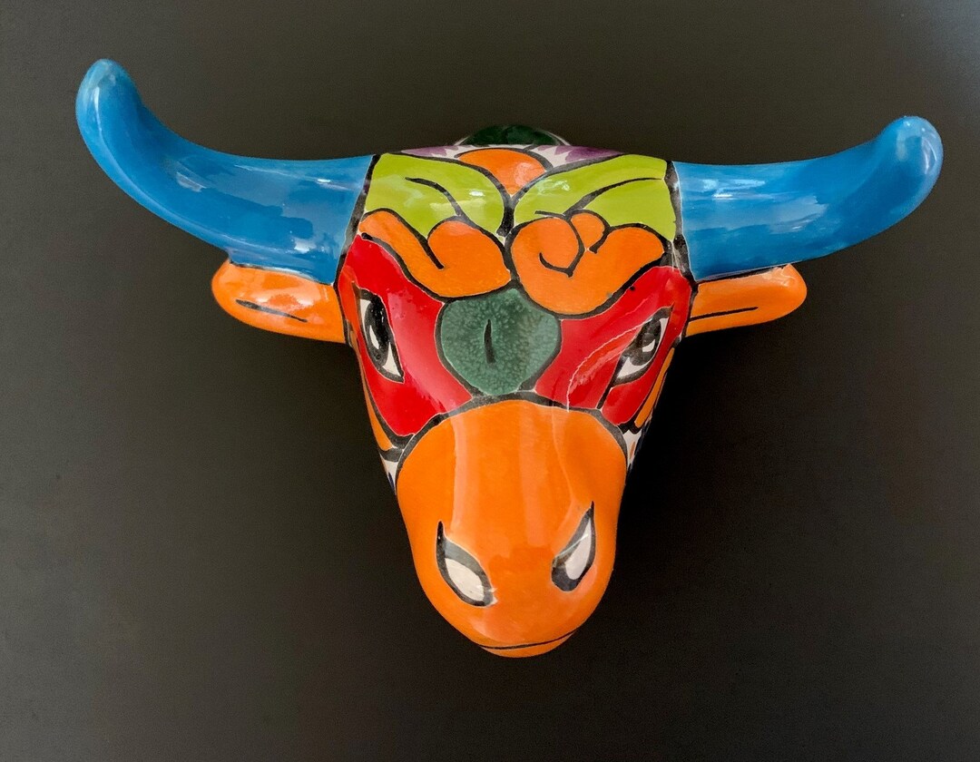 Authentic Talavera Bull “toro” Head Wall Décor - Etsy