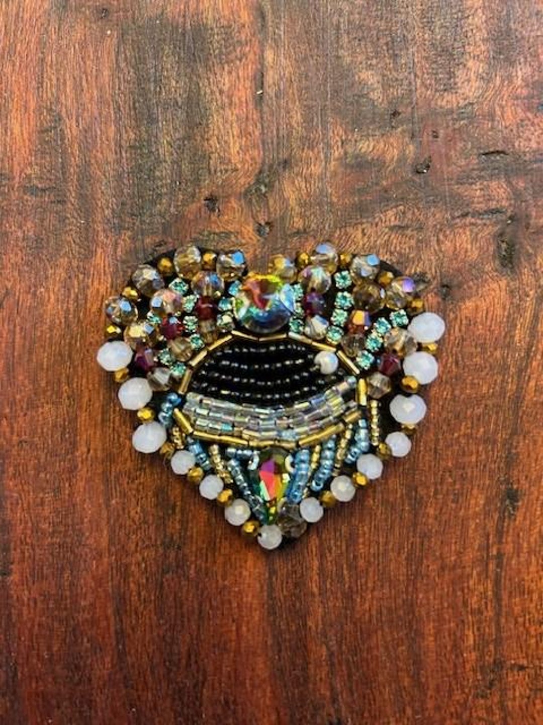 Beaded and Bejeweled Heart Patch Applique With Evil Eye 28941 - Etsy
