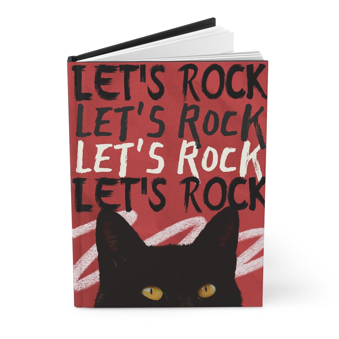 Rockin' Cat Design Journal | "let's Rock" Message With Black Cat Design ...
