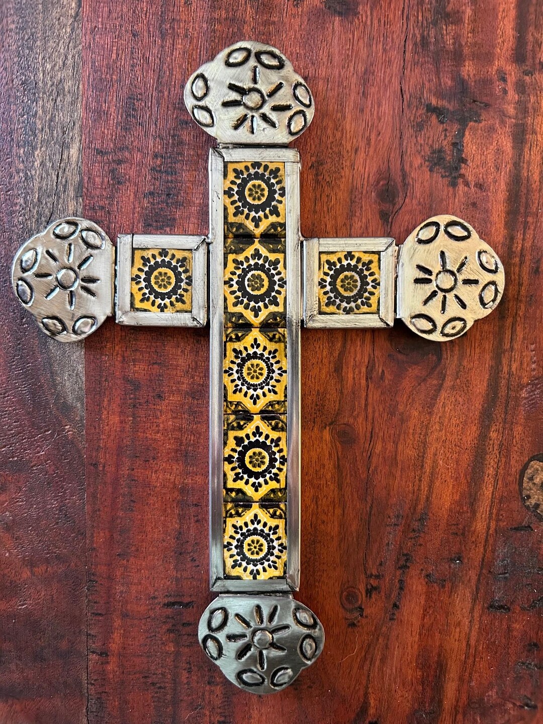 Hand-crafted Tin and Talavera Tile Cross 30298 - Etsy