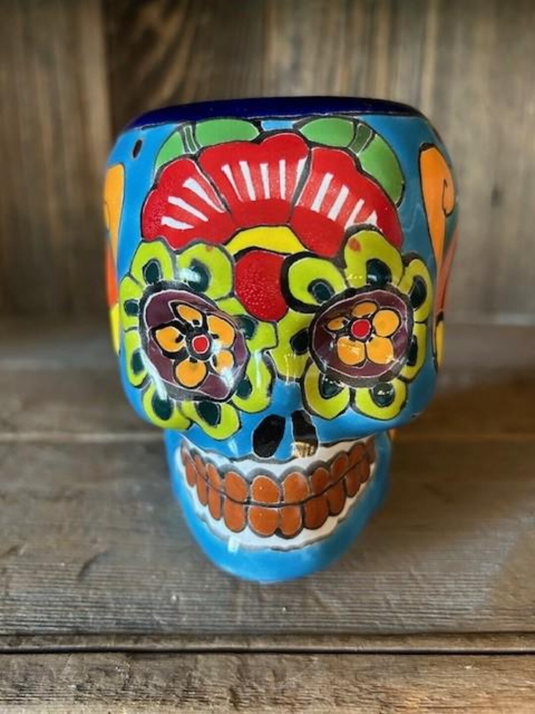 Authentic Hand-painted Talavera Sugar Skull Day of the Dead Calavera ...