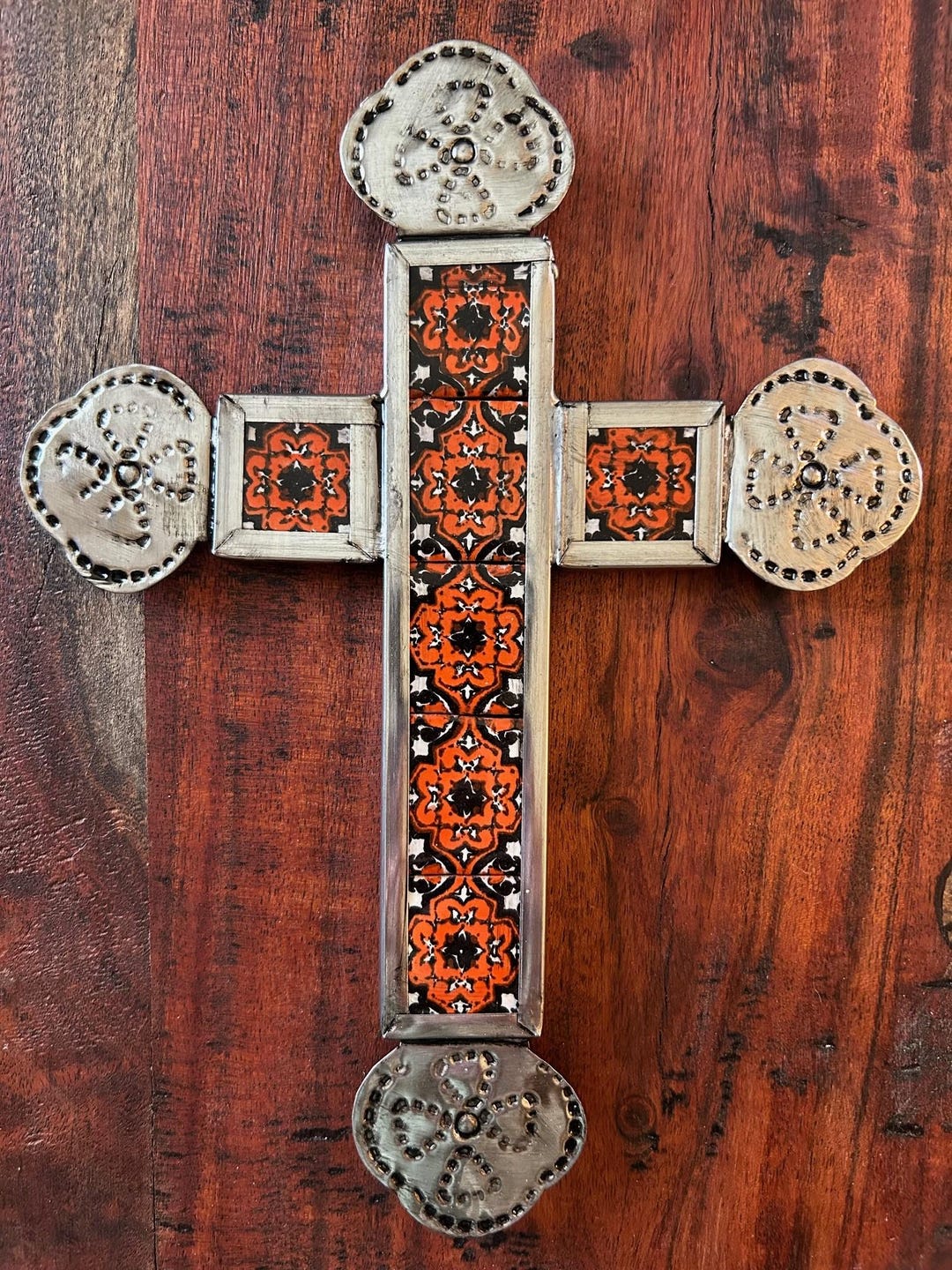 Hand-crafted Tin and Talavera Tile Cross 30299 - Etsy