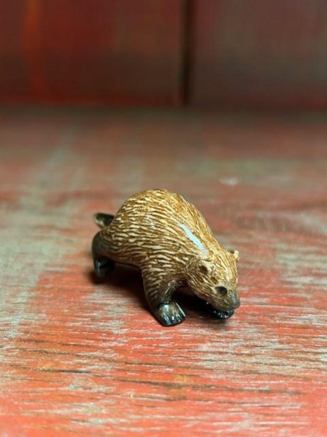 Hand-painted Miniature Porcelain Porcupine Figurine for Dollhouse ...