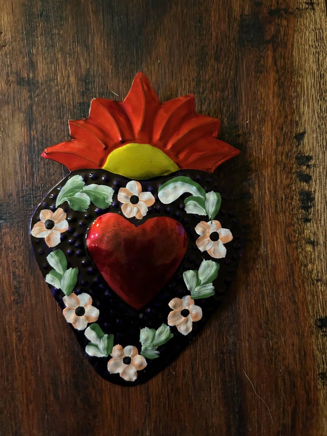 Hand-crafted Tin Heart With Flowers and Rising Sun 28783 - Etsy