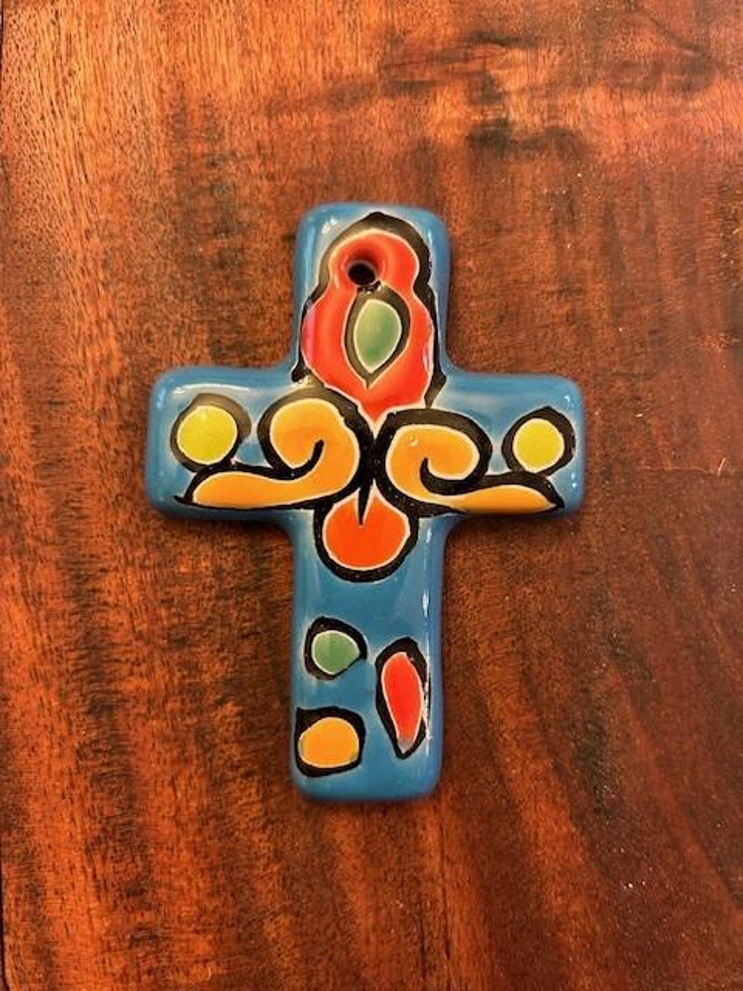 Hand-painted Talavera Cross – Small – in Turquoise Blue 28987 - Etsy