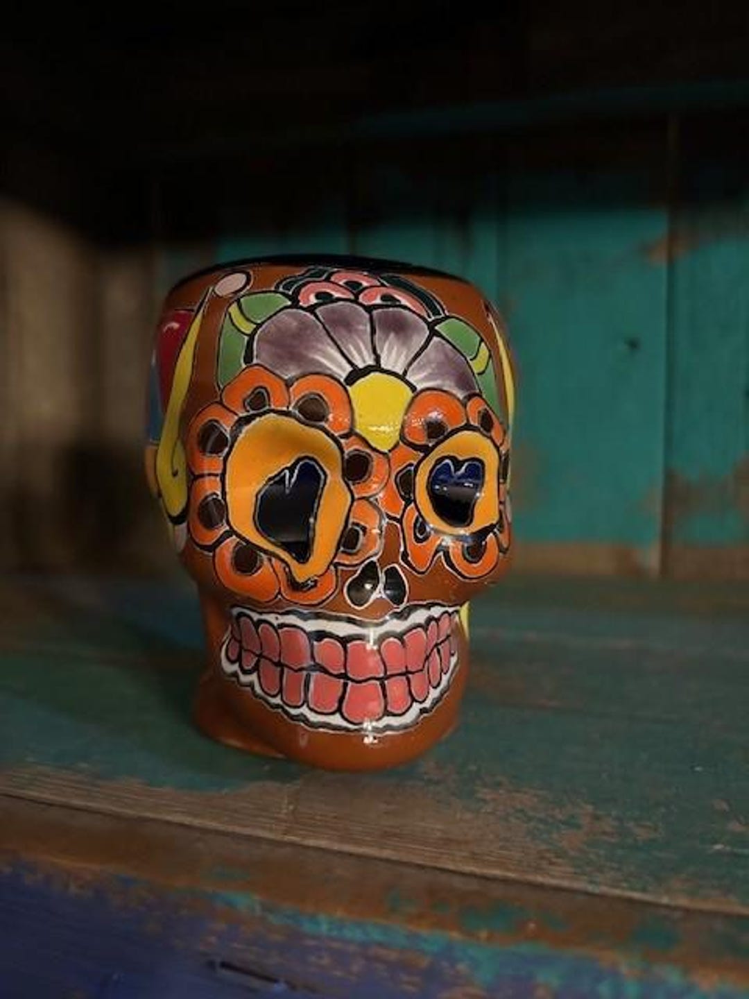Authentic Hand-painted Talavera Sugar Skull Day of the Dead Calavera ...
