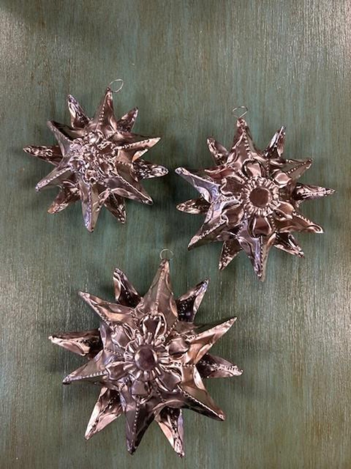 3 Piece Set of 3-dimensional Star Ornaments With Cut-outs – Silver ...