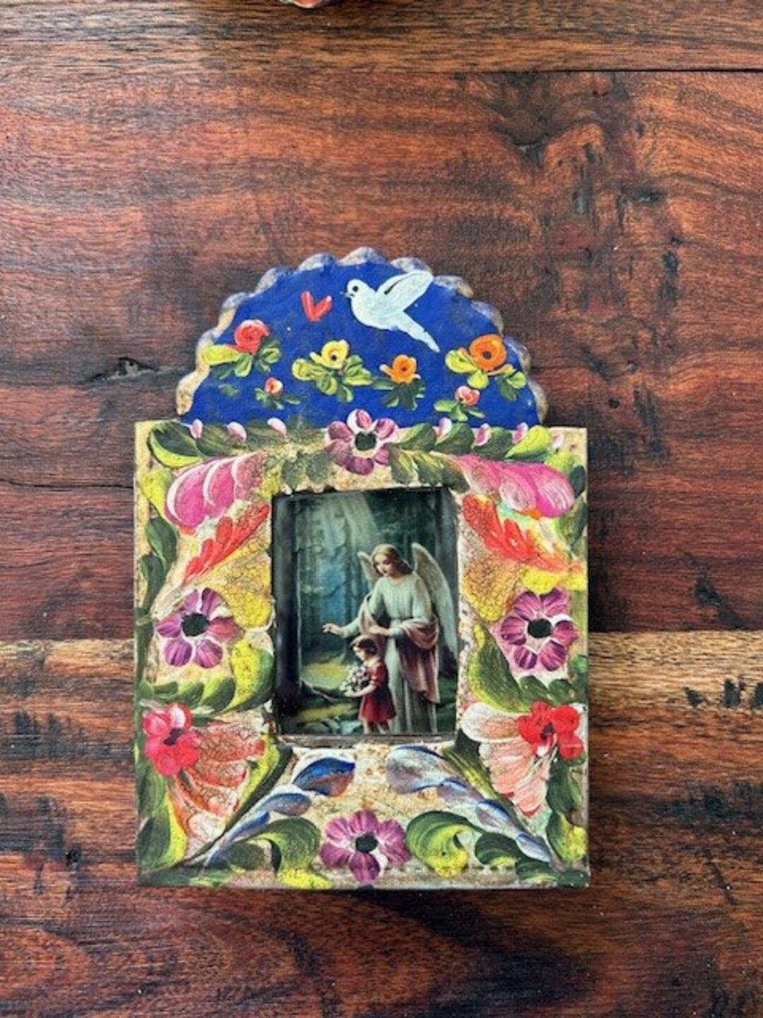 Hand-painted Tin Nicho With Guardian Angel and Child 28509 - Etsy