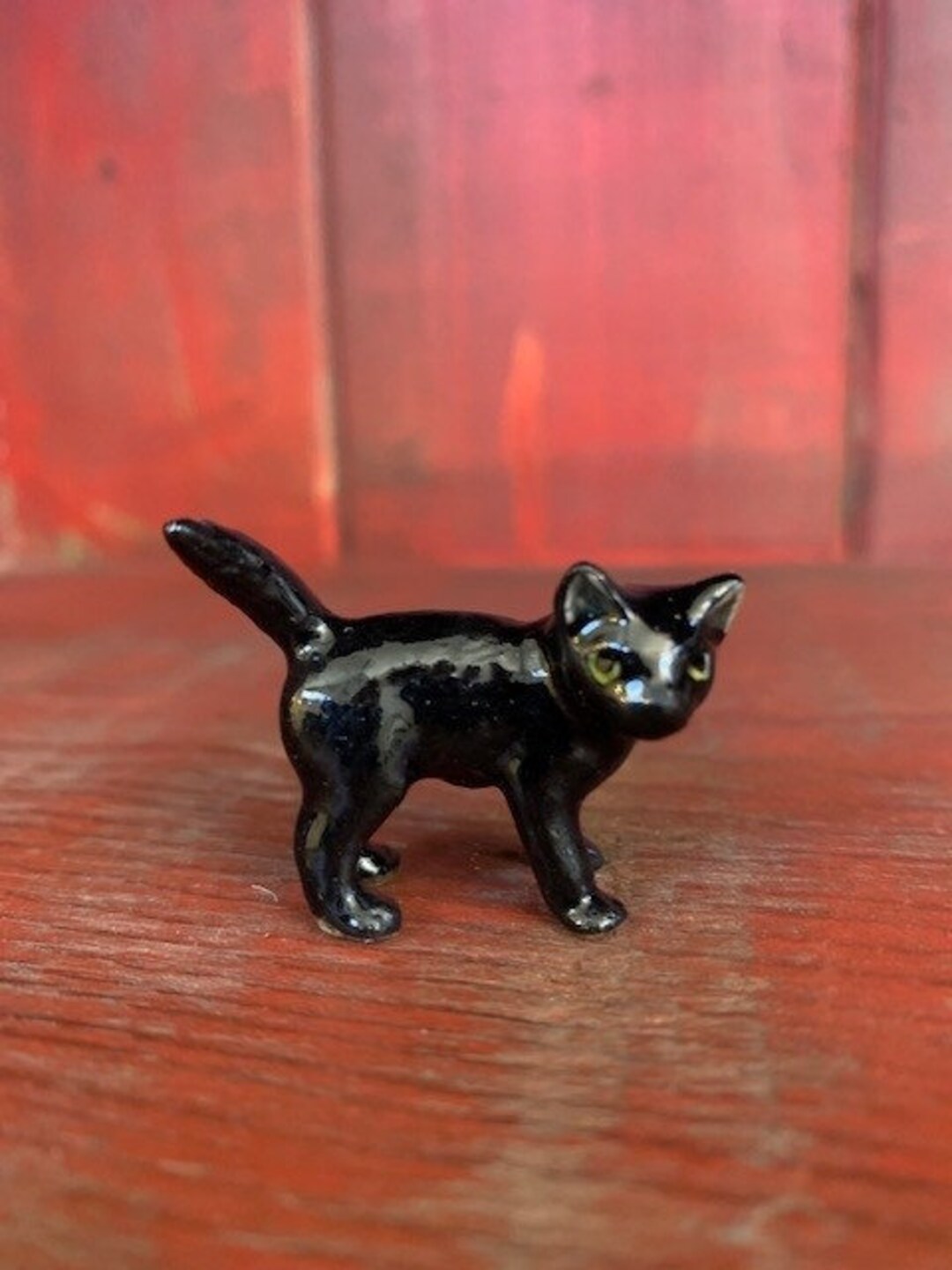 Hand-painted Miniature Porcelain Figure Black Cat 28375 - Etsy