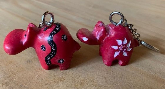 Hand-carved Soapstone Hippo Keyring Keychain or Ornament – Red - Etsy