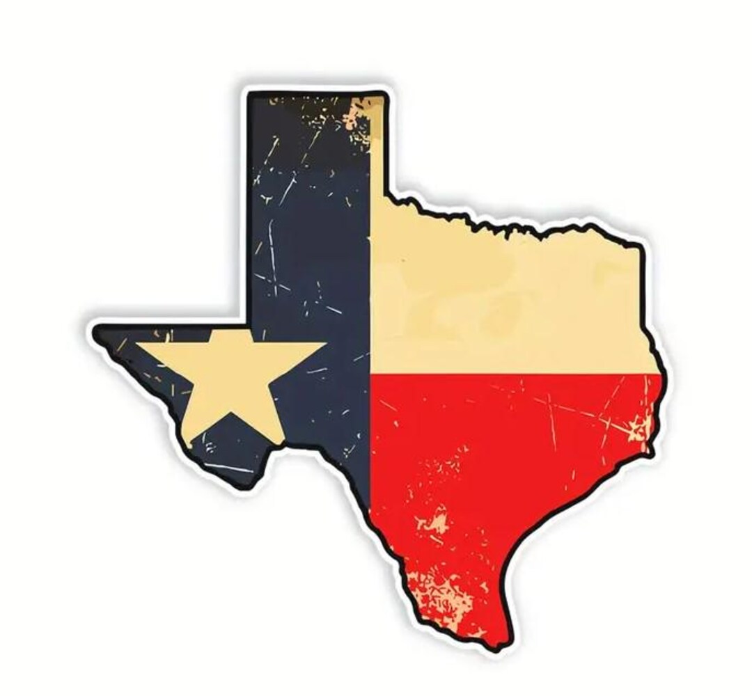 Uv-resistant Vintage Look Vinyl Decal of Texas Outline in Red, White ...
