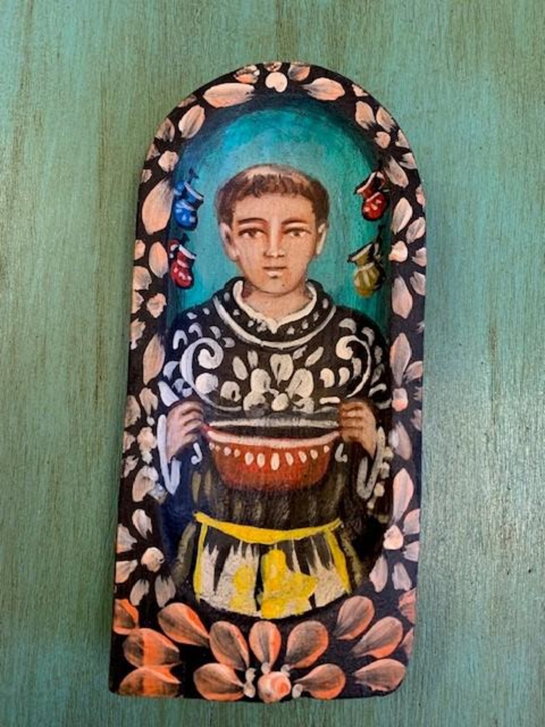 Hand Carved/painted Retablo of San Pasqual, Patron Saint of Cooks ...