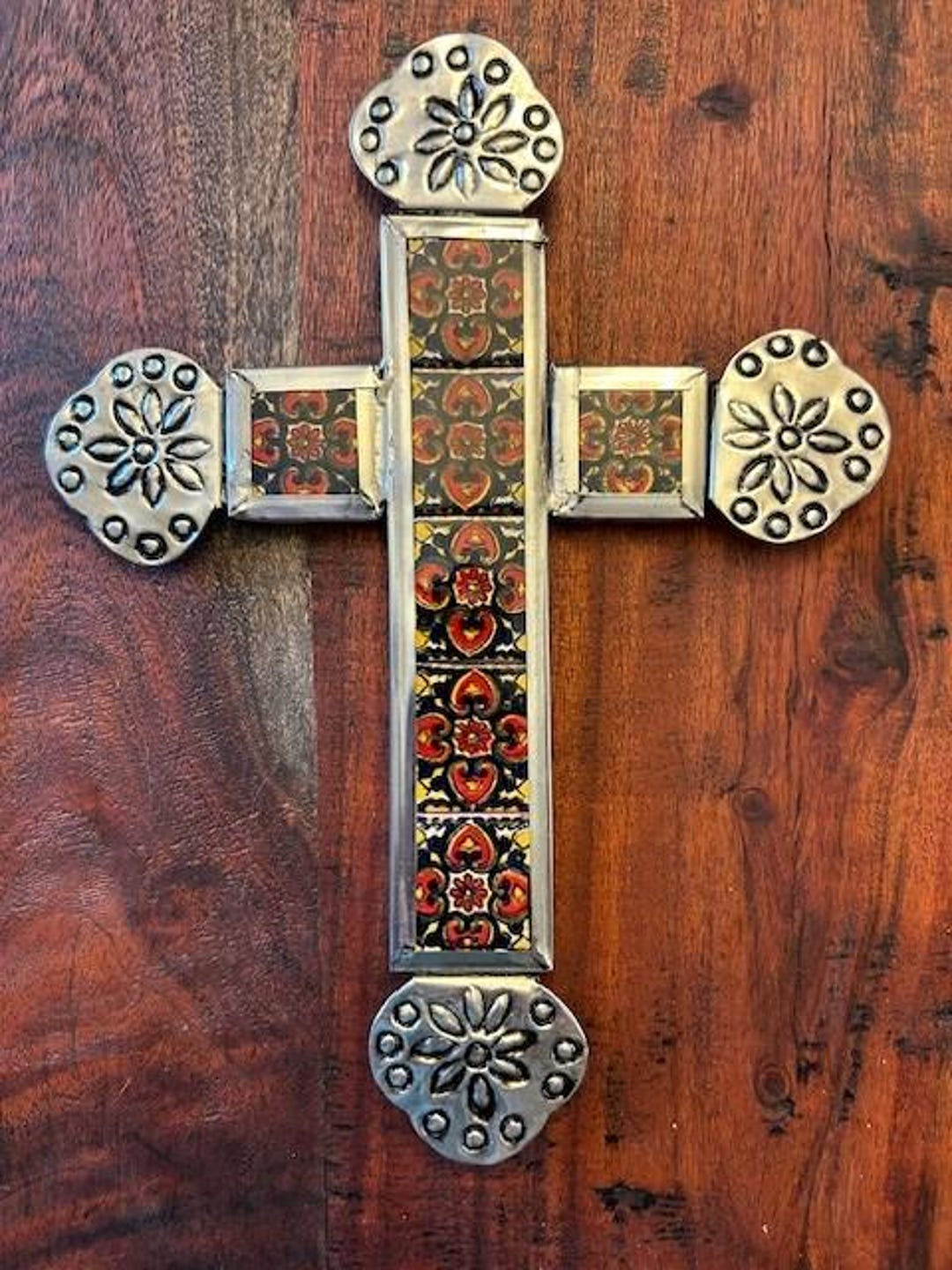 Hand-crafted Tin and Talavera Tile Cross 30291 - Etsy