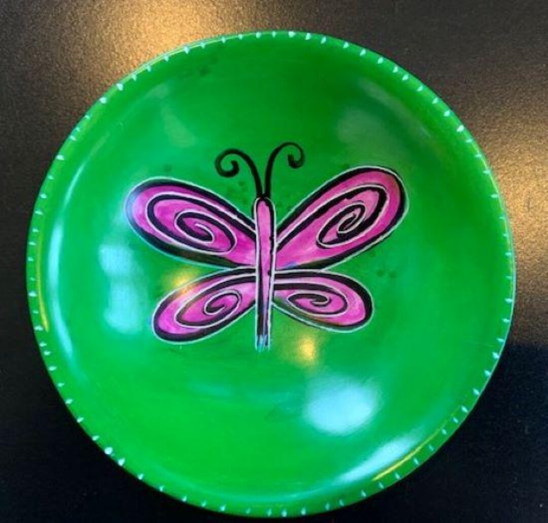 Hand-carved Green Kenyan Soapstone Bowl With Butterfly - Etsy