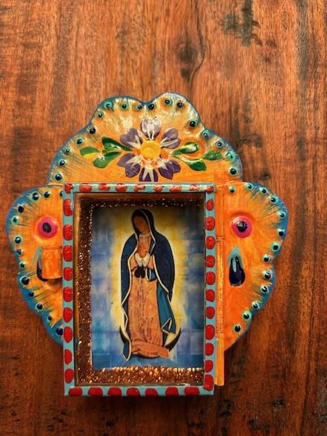 Hand-painted Tin Nicho With Our Lady of Guadalupe Image 29391 - Etsy