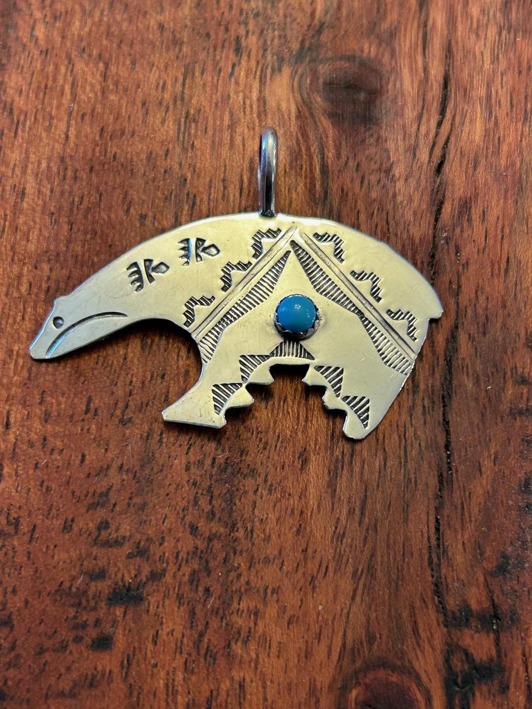 Navajo-crafted Sterling Silver Navajo Bear Pendant With Turquoise ...