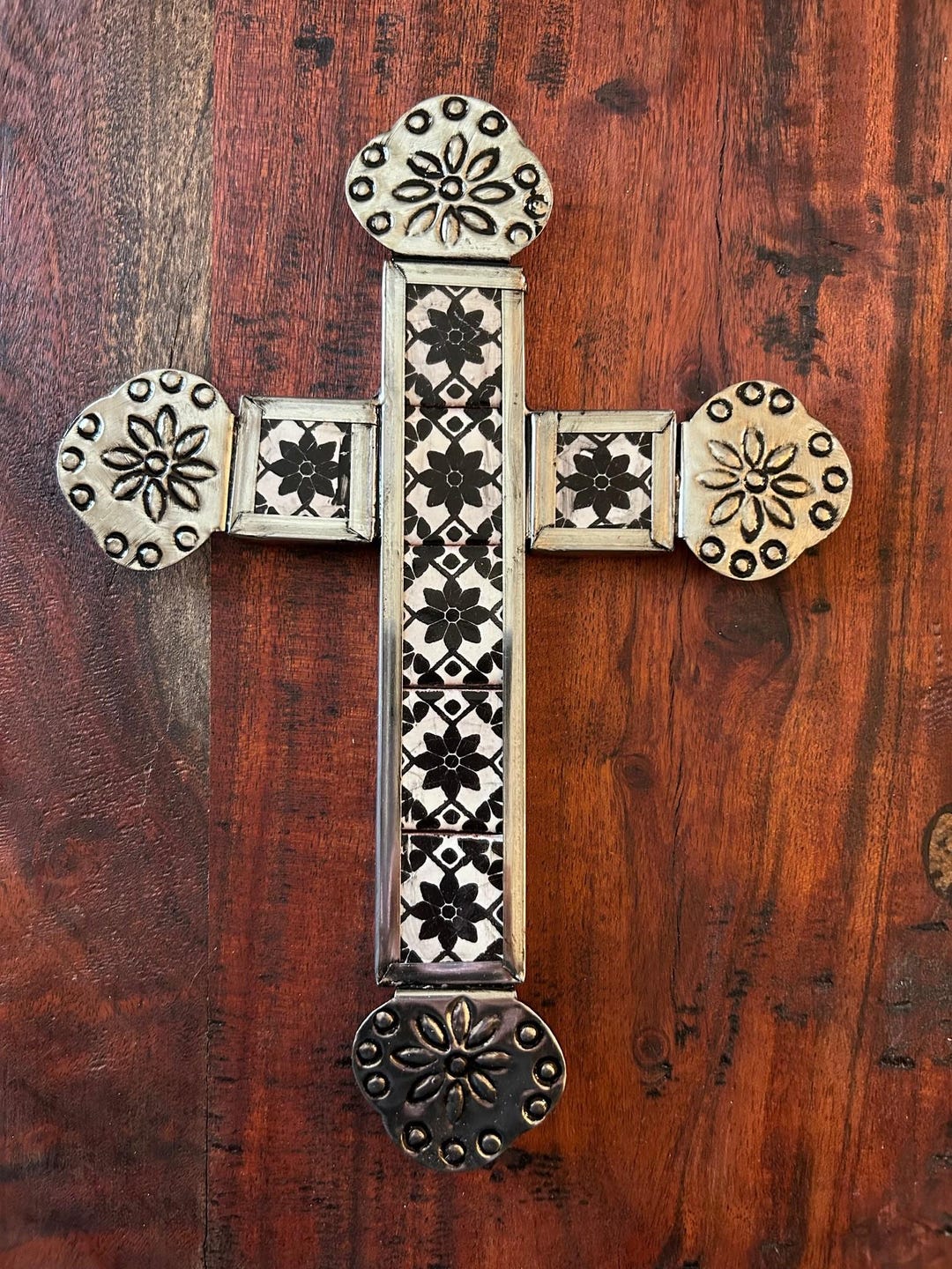 Hand-crafted Tin and Talavera Tile Cross 30307 - Etsy